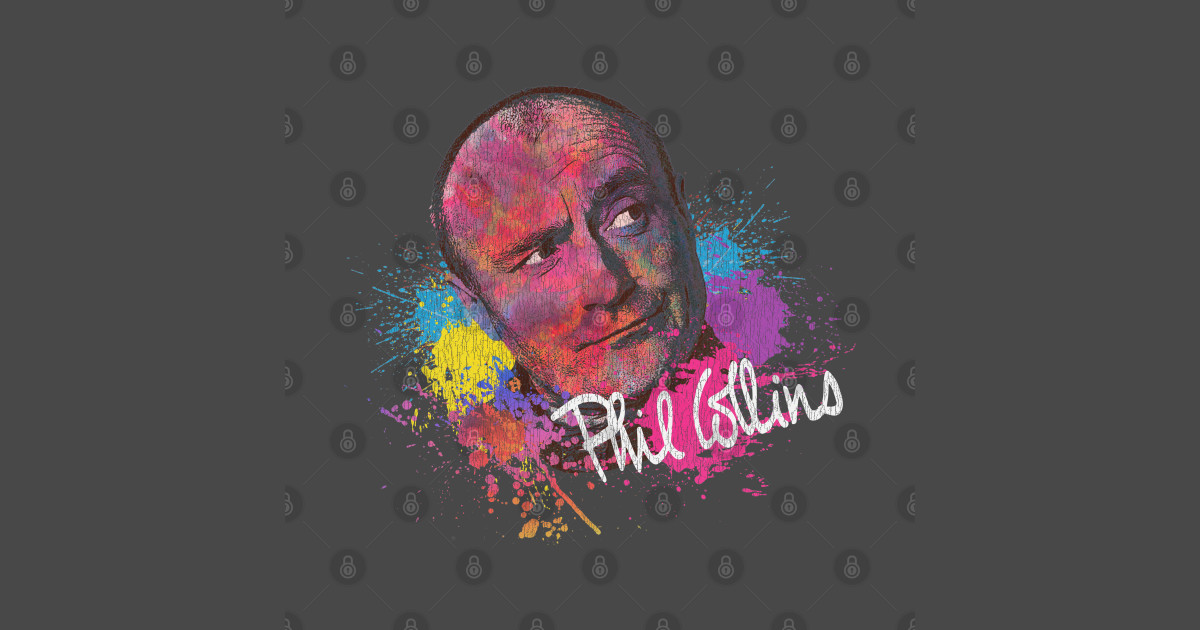 Phil Collins Face Watercolor Painting Vintage Look - Phil Collins - T ...