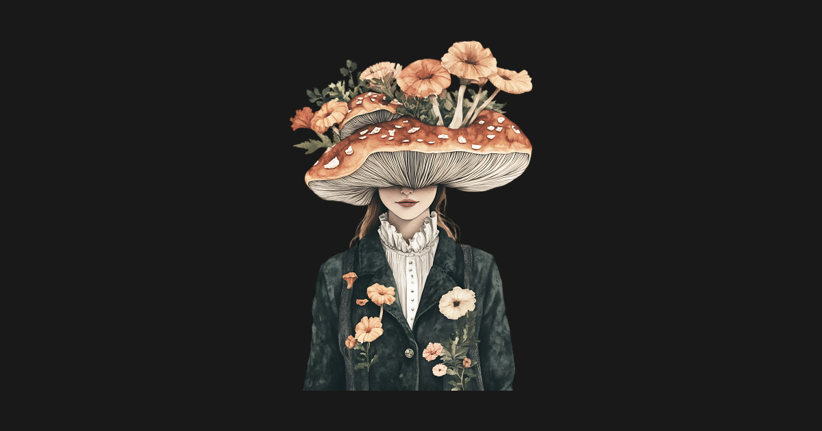 Mush Girl: Vintage Mycology Girl - Mush - Hoodie | TeePublic