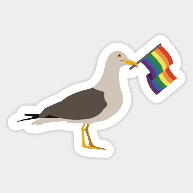 Seagull Holding Classic Pride Flag - Seagull - Sticker | TeePublic