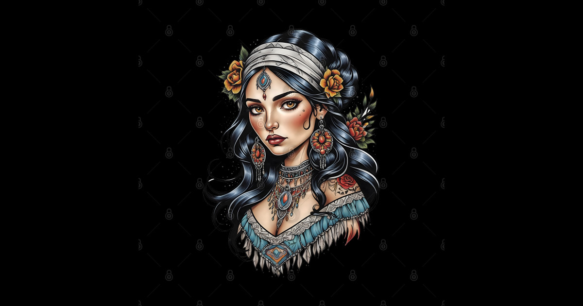 Tattoo Gypsy Girl V2 - Gypsy - Sticker | TeePublic