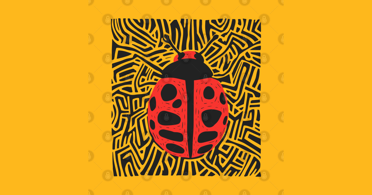 Bold Ladybug Linocut Design in Striking Patterns - Ladybug Lovers - T ...