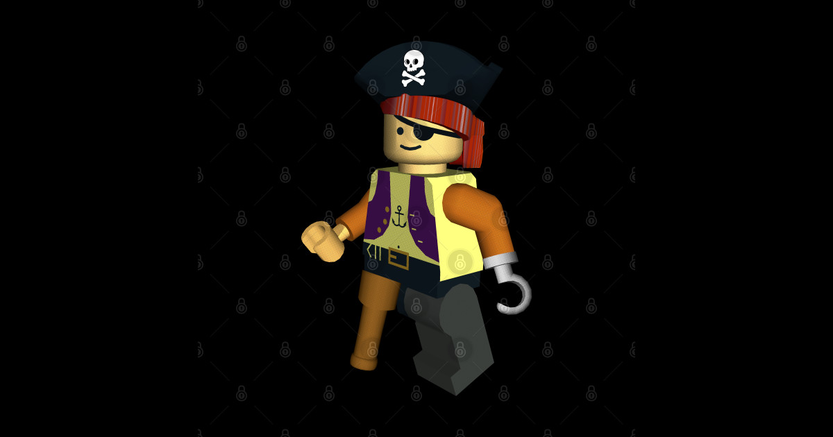 Building Block Pirate Retro Drawing - Pirates - Sticker | TeePublic