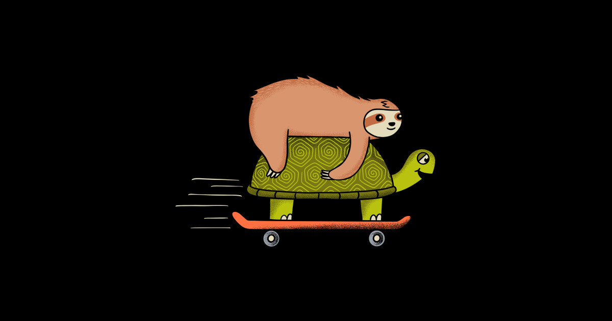Sloth and turtle skateboard - Sloth - Sticker | TeePublic