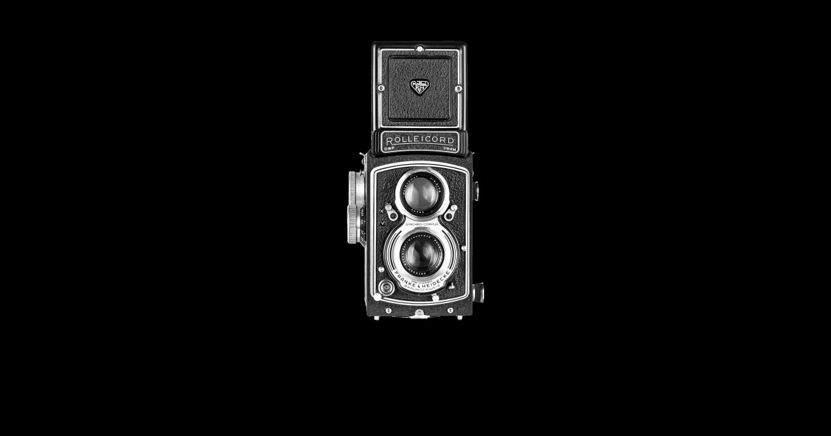 Vintage 1950s Twin Lens Camera Side View - Darkroom Black Text - Retro ...