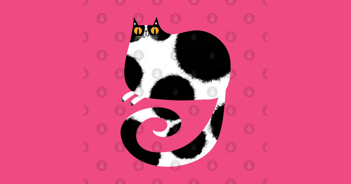 Cow Kitty - Black And White Cat - T-Shirt | TeePublic