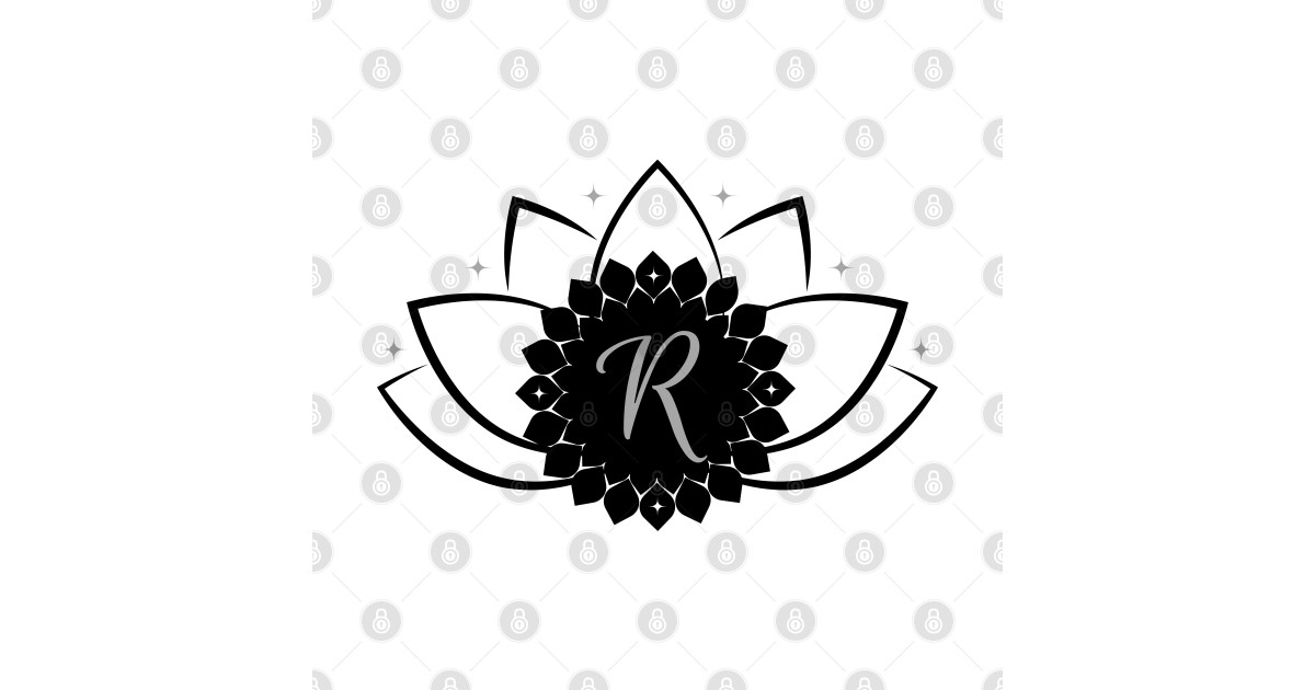 R - Lotus Flower Monogram - Monogram - T-Shirt | TeePublic