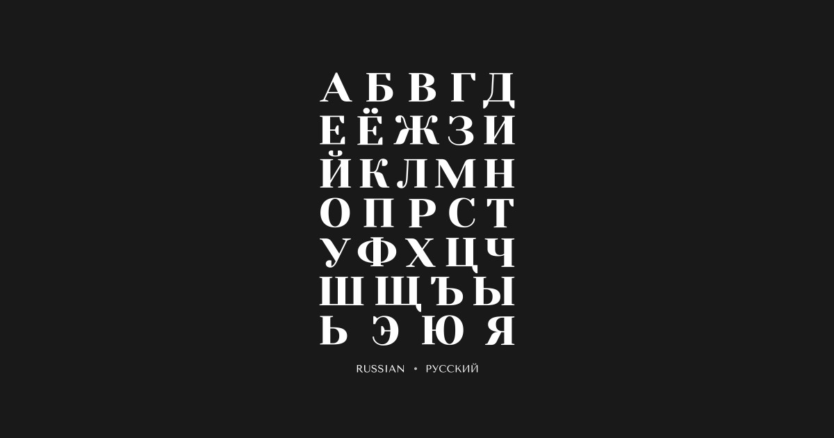 Russian Alphabet Chart, Bold Russia Language Chart - Black - Russian ...