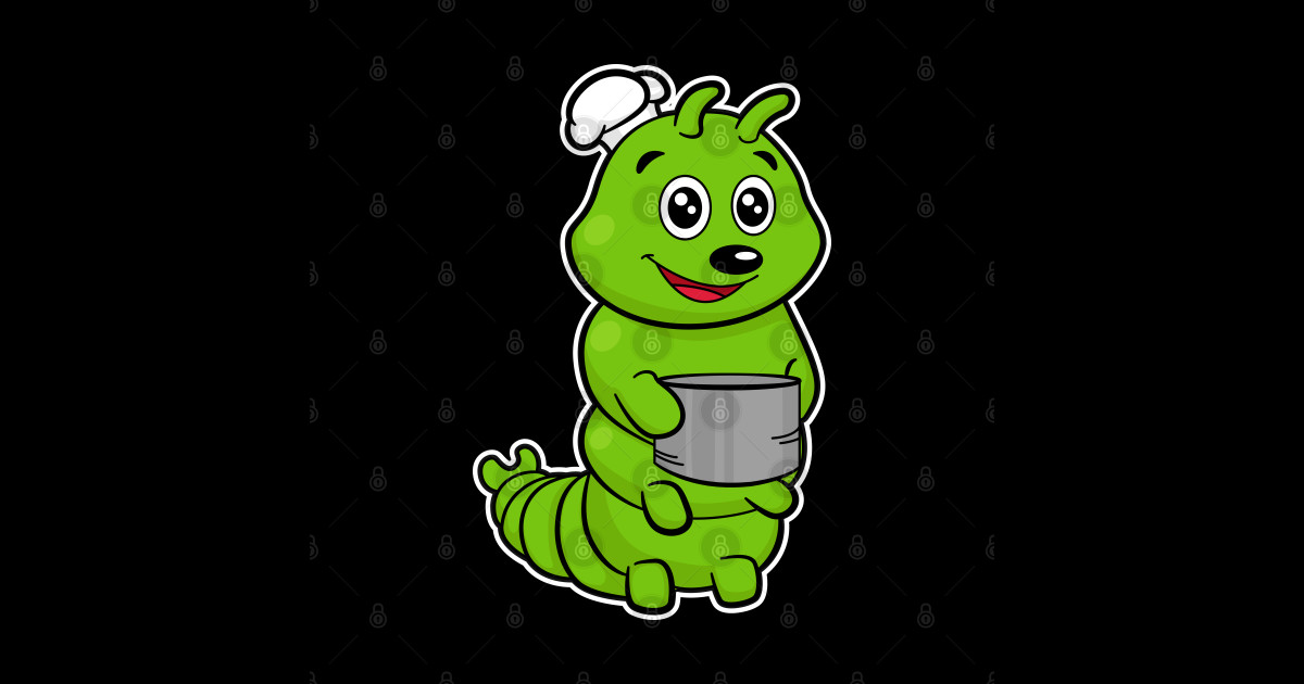 Caterpillar as Cook with Cooking pot - Caterpillars - Sticker | TeePublic