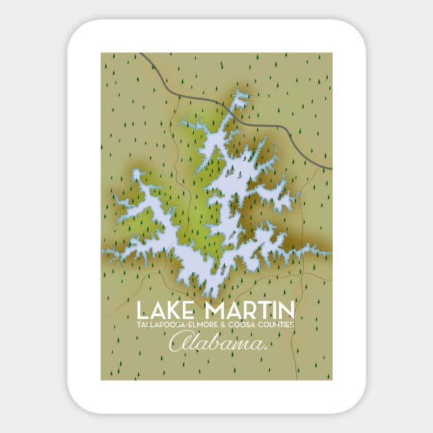 Lake Martin travel poster - Lake Martin - Sticker | TeePublic