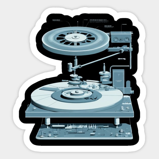Turntable Exploded View - Turntable - Sticker | TeePublic