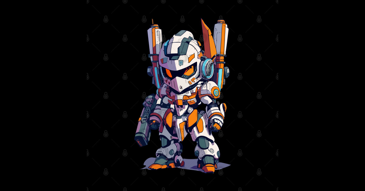 Tiny Mech Warrrior - Mecha - Sticker | TeePublic