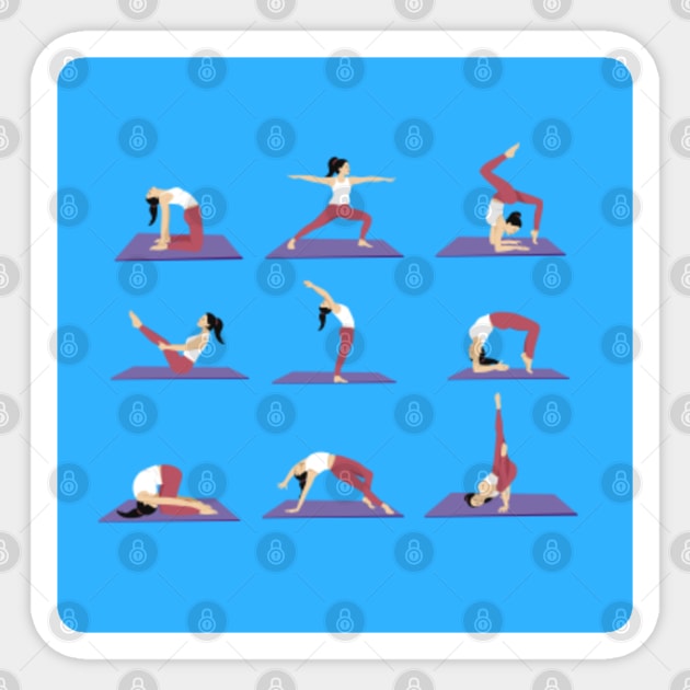Yoga poses asana - Yoga - Sticker | TeePublic