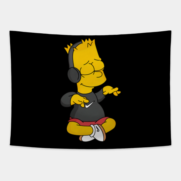 Simpsons Bart Simpson Listening To Music - Simpsons - Tapestry | TeePublic