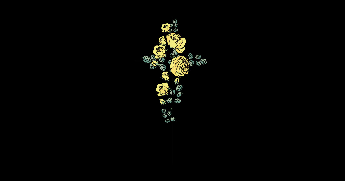 Christian Cross with Yellow Roses - Cross - Sticker | TeePublic