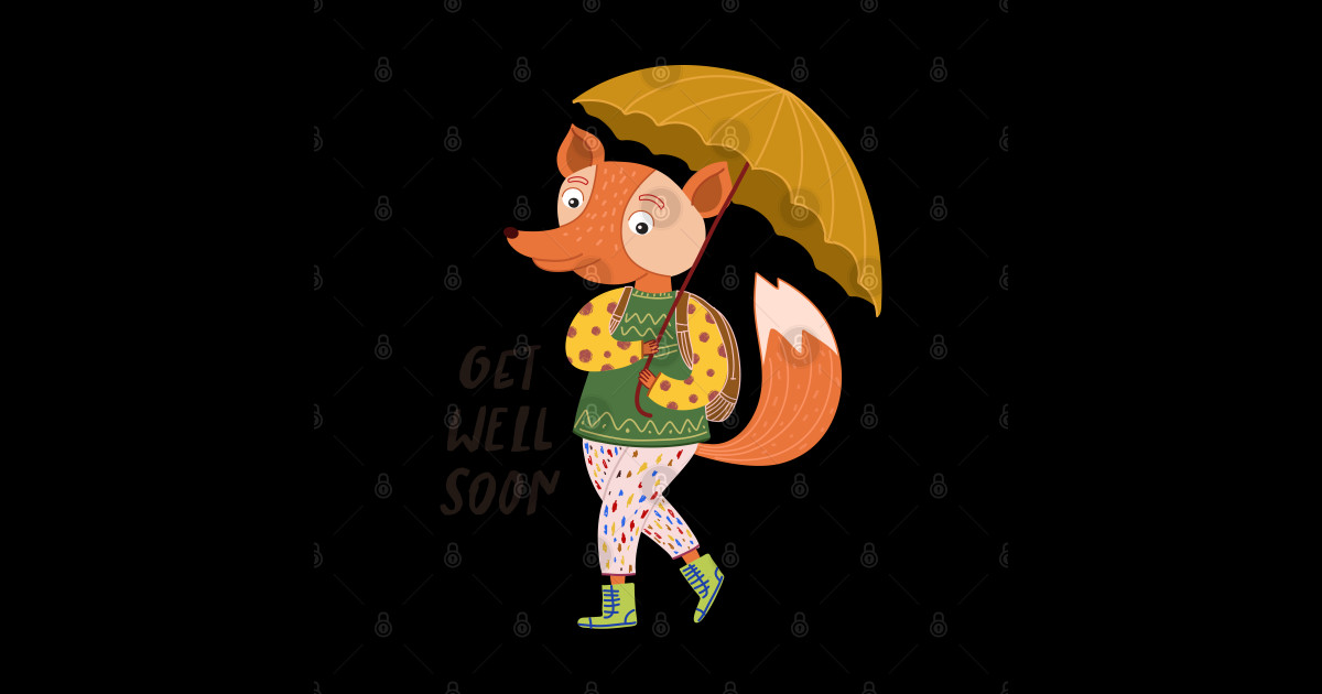 get well soon fox - Get Well Soon Fox - Sticker | TeePublic
