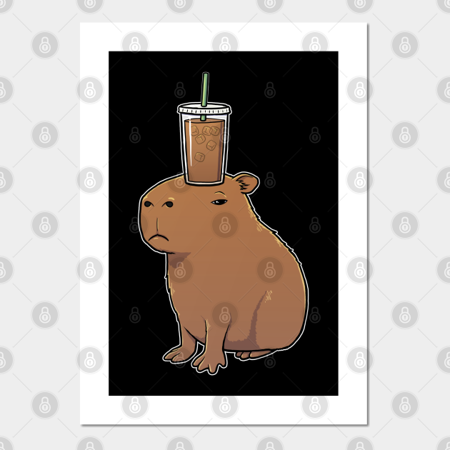 Capybara with an Iced Coffee on its head - Capybaras - Posters and Art ...