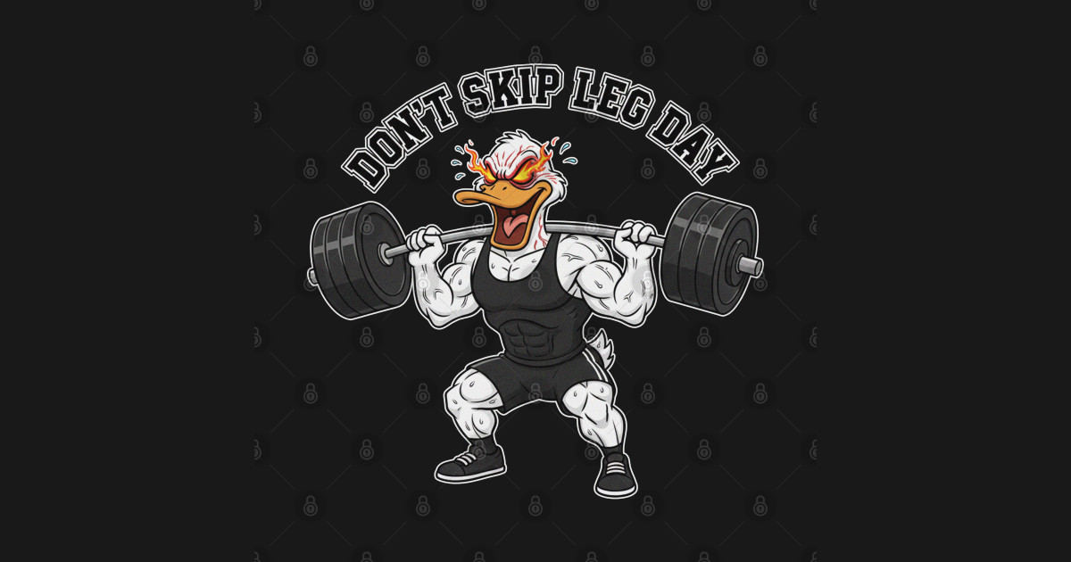 Don't Skip Leg Day - Funny Buff Muscle Duck Squatting Gym - Leg Day - T ...