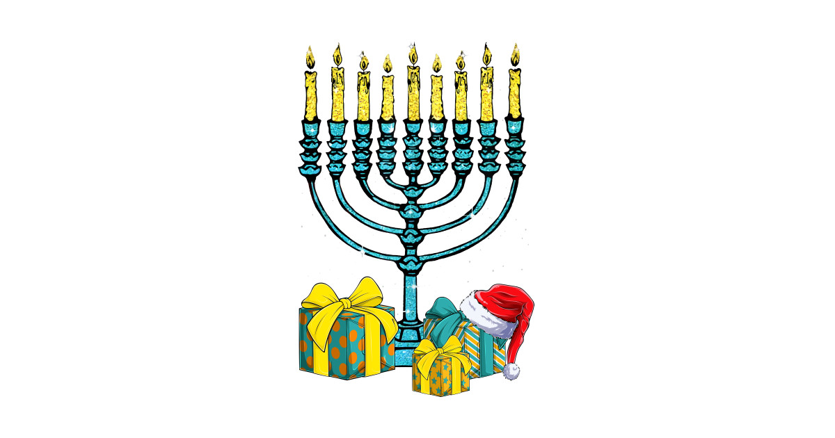 Menorah Santa Hat Chanukah Hanukkah Jewish Christmas Pajama - Menorah ...