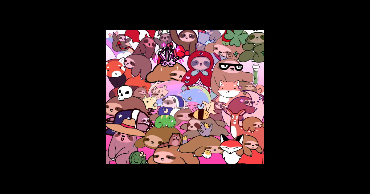 Whimsical Sloth Collage - Sloth - Sticker | TeePublic