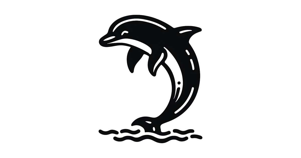 Stick Figure of a Dolphin in Black Ink - Stick Figure Dolphin - T-Shirt ...