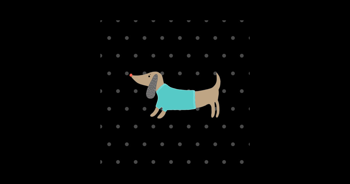 Cute hand drawn dog in dotted background - Dog - Sticker | TeePublic