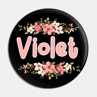 Flower Border Violet Name Label Pins and Buttons for Sale | TeePublic