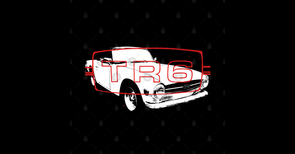 Triumph TR6 1970s classic sports car monoblock black/white with logo ...