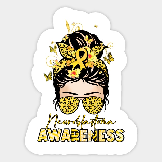 Neuroblastoma Awareness - messy bun leopard ribbon - Neuroblastoma ...