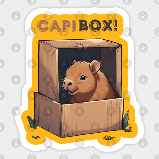 capibox capibara in the box - Capibara - Sticker | TeePublic
