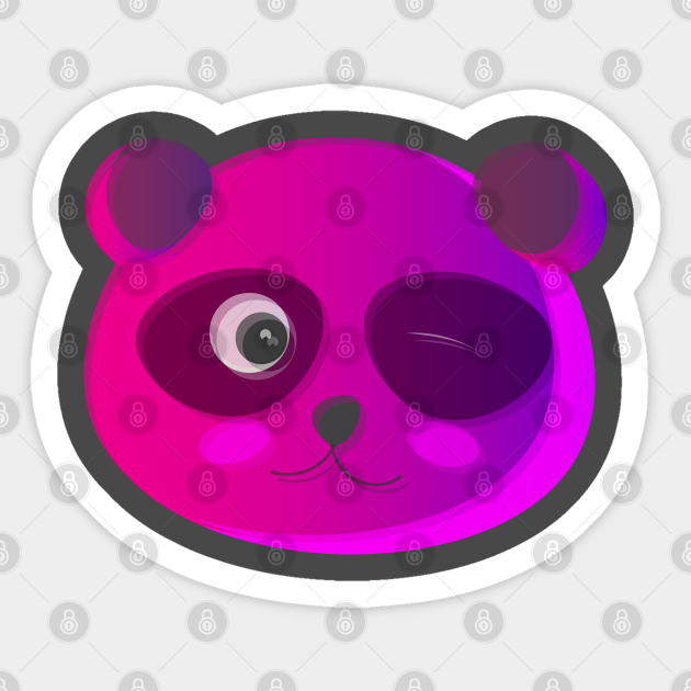 Glitch Panda Neon Face - Glitch - Sticker | TeePublic