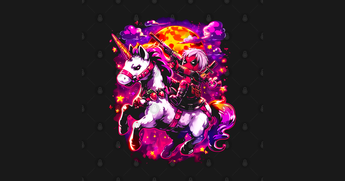 fake deadpool ride unicorn - Deadpool - T-Shirt | TeePublic