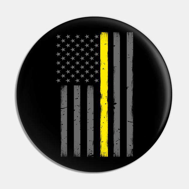 Thin Gold Line American Flag - 911 Dispatcher Gift - Pin | TeePublic