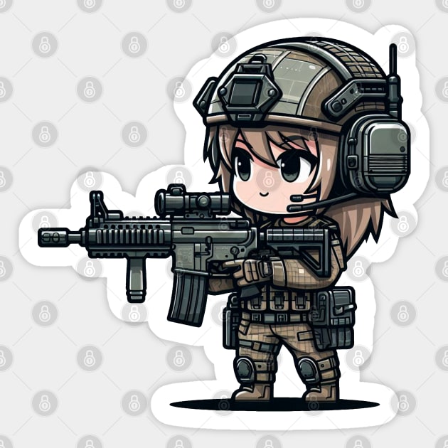 Tactical Chibi Girl - Chibi - Sticker | TeePublic