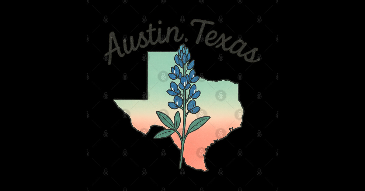 Austin Texas Bluebonnet Design - Austin Texas - Sticker | TeePublic