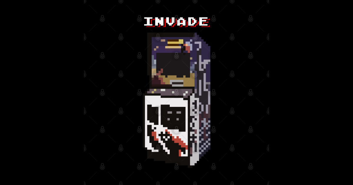 Popular INVADE! Arcade Machine - Pixel Art - Sticker | TeePublic