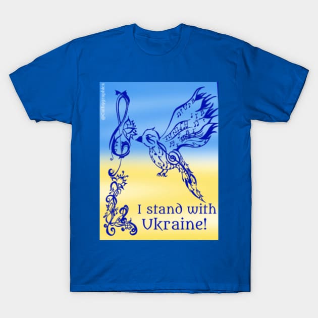 I stand with Ukraine - Musical Notes - T-Shirt | TeePublic