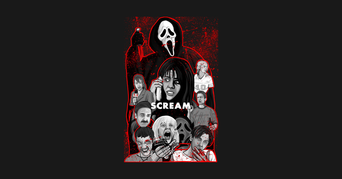 Scream character collage - Scream - T-Shirt | TeePublic