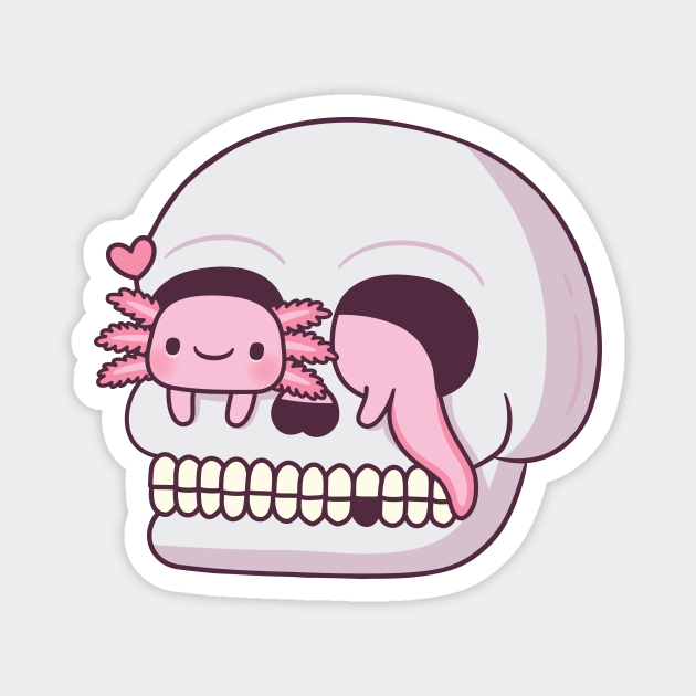 Cute Axolotl In Skull - Cute Axolotl - Magnet | TeePublic