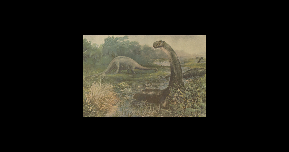 Vintage Dinosaur Paleoart - Brontosaurus and Diplodocus - Dinosaur ...