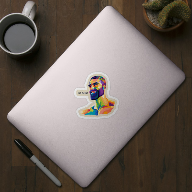 GigaChad smile meme pop art - Meme - Sticker | TeePublic