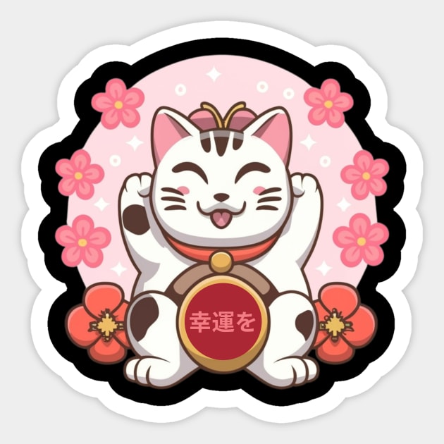 Maneki-Neko - Cherry Blossom - Maneki Neko - Sticker | TeePublic