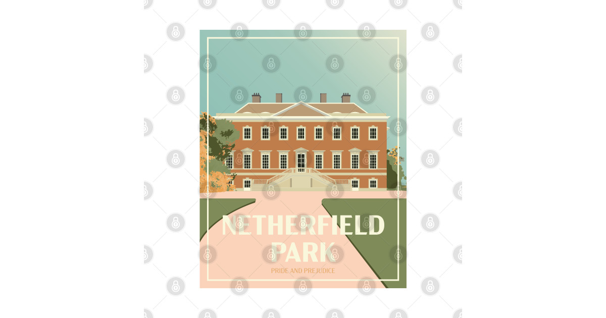 Art Deco Netherfield Park from Pride and Prejudice Illustration - Jane ...