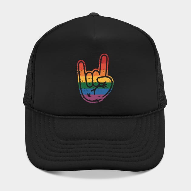 Gay Pride Rock Hand Rainbow Flag Lgbtq Rocker - Gay Pride - Hat | TeePublic