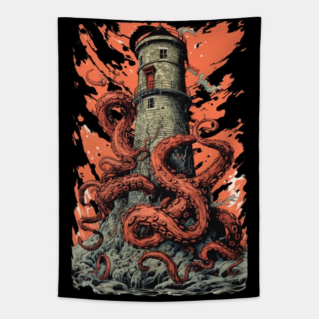 Eldritch Illumination - Lovecraftian Lighthouse - Cthulhu - Tapestry ...