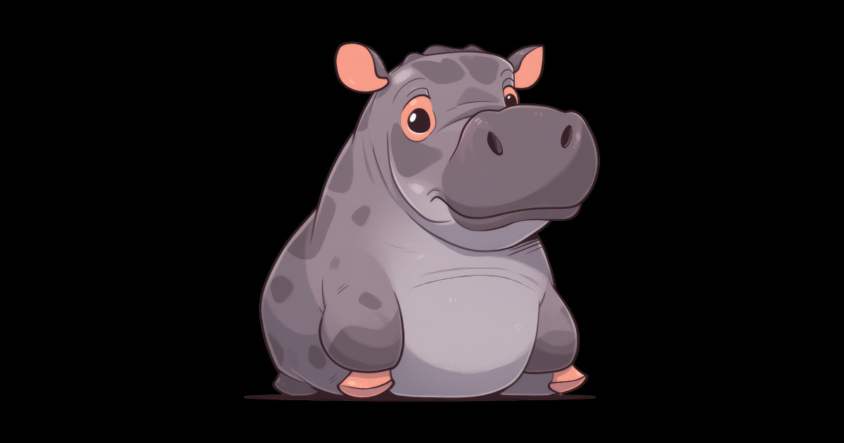 grey sad hippo - Animals - Sticker | TeePublic