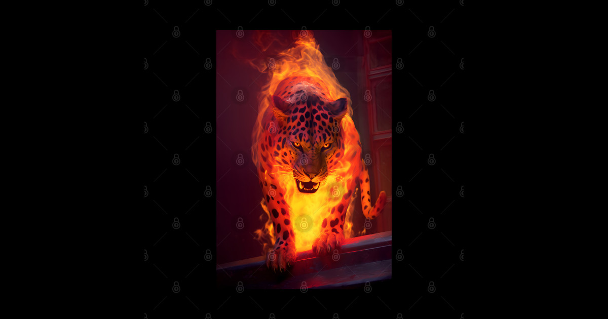 Fiery Leopard - Leopard - T-Shirt | TeePublic