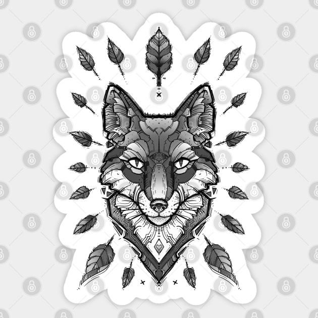 geometric silver fox - Geometric Fox - Sticker | TeePublic