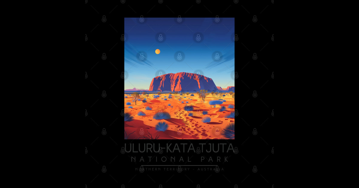 A Vintage Illustration of Uluru-Kata Tjuta National Park - Northern ...