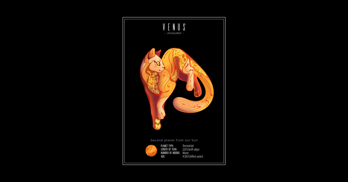 Venus Unclouded Cat Planet - Venus Planet - Posters and Art Prints ...