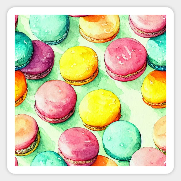Watercolor dessert french macaron pattern - Macaron - Sticker | TeePublic